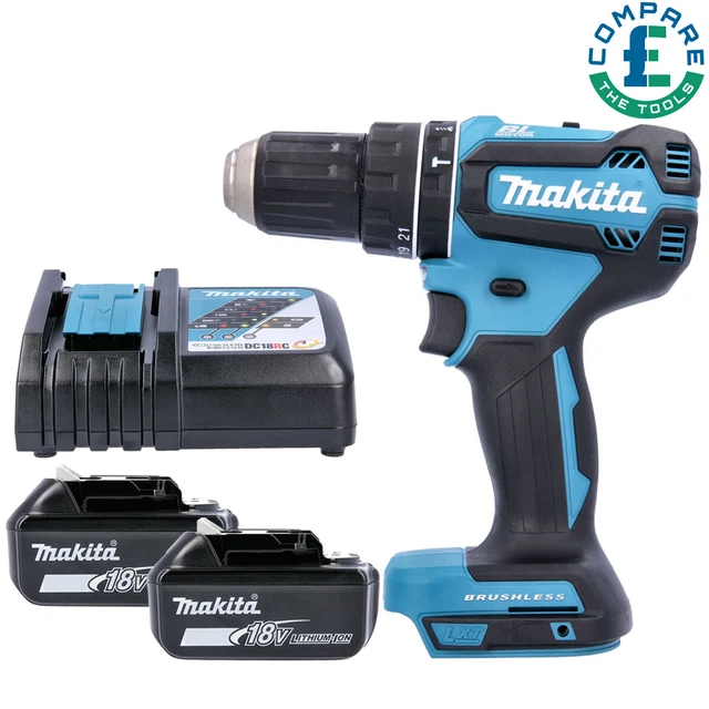 MAKITA DHP485 18V LXT Brushless Combi Drill With 2 x 5.0Ah Batteries ...