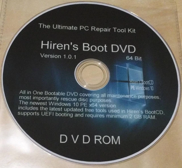 HIREN'S BOOT DISC On Dvd For Any Computer Recovery Repair Windows 7 8 ...