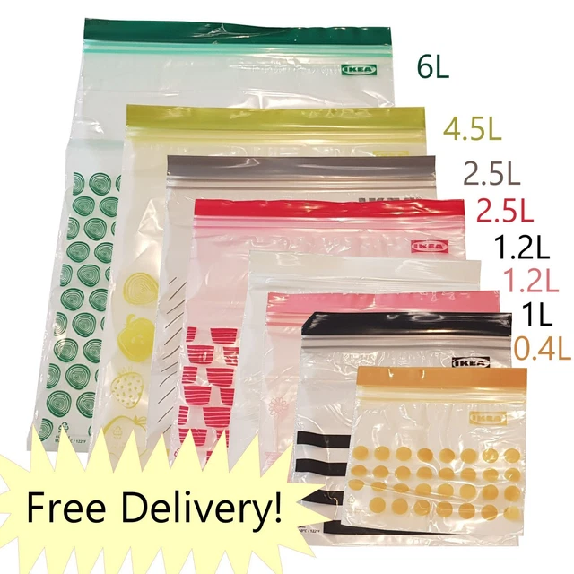 IKEA ISTAD RESEALABLE Plastic Zip lock Bags Food Sandwich Freezer Bags ...