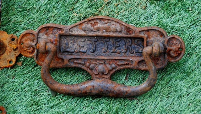 ANTIQUE CAST IRON 1930'S Letter Box / Knocker , Bell Pull & Monkey Tail ...