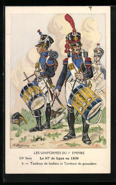 CPA ILLUSTRATEUR LES Uniformes du Ier Empire, Le 57e de Ligne en 1809 ...