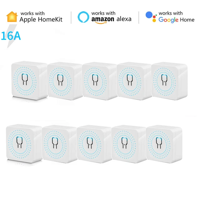 HOMEKIT 16A WIFI Smart Switch Mini Relay Switch App Siri Voice Control ...