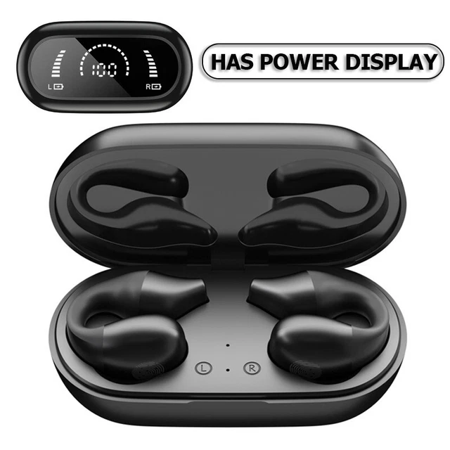 WIRELESS EARBUDS WITH BT5 2 Bone Conduction Earclip Design LED Display ...