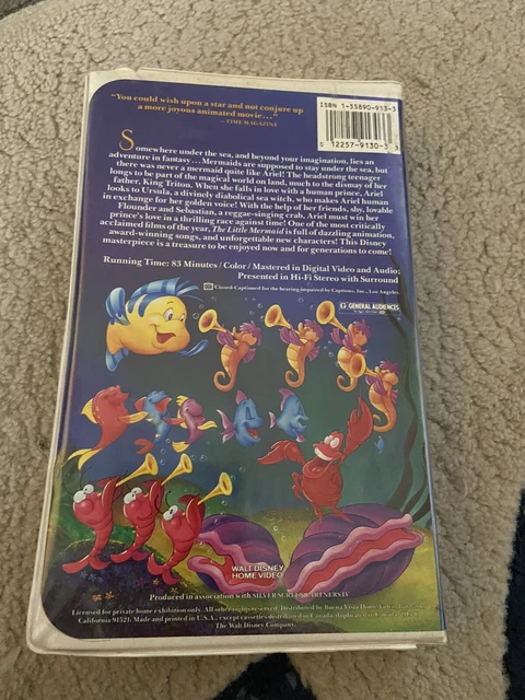 DISNEY “THE LITTLE Mermaid” VHS Black Diamond Banned Cover A Walt ...