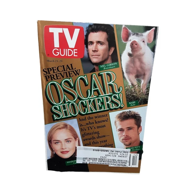 TV GUIDE MARCH 1996 Oscar's Mel Gibson Sharon Stone Brad Pitt £6.27 ...