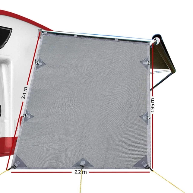 CARAVAN PRIVACY SCREEN Roll Out Awning 1.95 x 2.2M Sun Shade End Wall ...