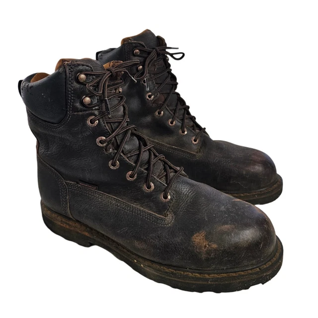 C.E. SCHMIDT WORKWEAR Leather Steel Toe Work Boots Biker Brown 10.5 W ...