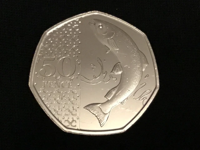 RARE KING CHARLES III 2023 Atlantic Salmon 50p Coin Fifty Pence With ...