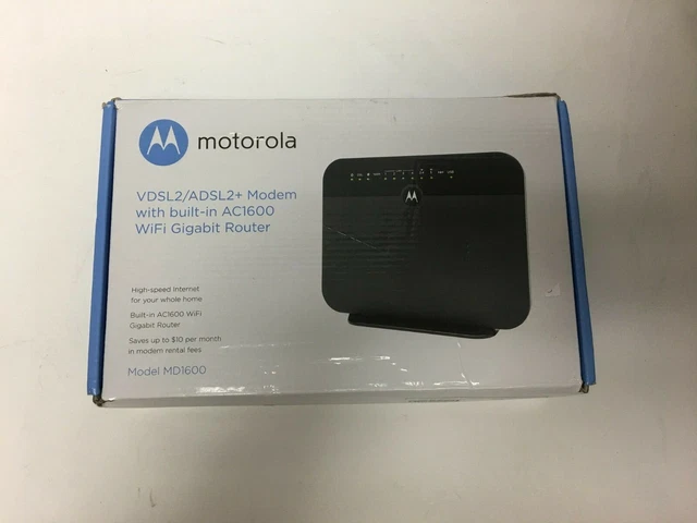 MOTOROLA MD1600 VDSL2/ADSL2+ Modem Plus AC1600 Router *NO ADAPTER / FOR ...