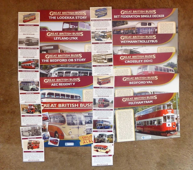 ATLAS 9 GREAT British Buses Fact Sheets And 16 Collectors Cards And 1 ...