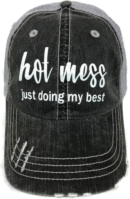HOT MESS PONYTAIL Hat – Distressed Criss-Cross Baseball Cap with ...