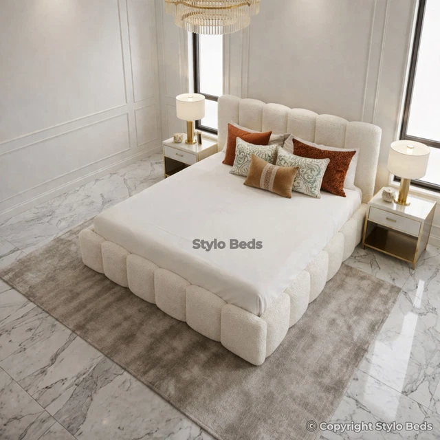 PREMIUM TEDDY BOUCLE BedFrame Luxury Modern Bedroom Furniture Headboard ...