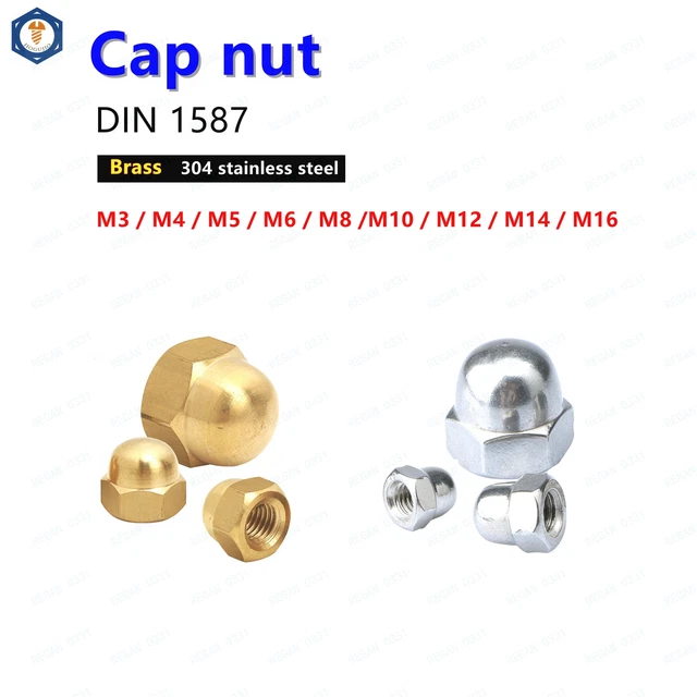 M3 M4 M5 M6 M8 M10 M12 M14 M16 Hex Acorn Nuts Hex Cap Nut Brass & 304 ...