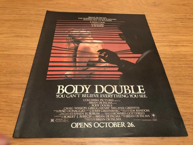 RSM08 MOVIE ADVERT 12X10 Body Double. Brian De Palma & Melanie Griffith ...
