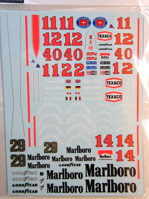 DECALPOOL 1/20 MCLAREN M23 James Hunt 1976 Decal Sheet DP028 for Tamiya ...