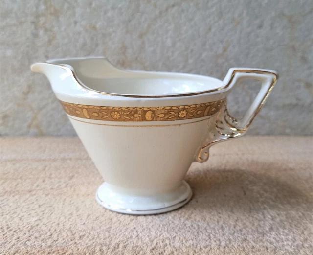 RARE VINTAGE ART Deco Burleighware Zenith Ivory & Gold Bone China Jug ...