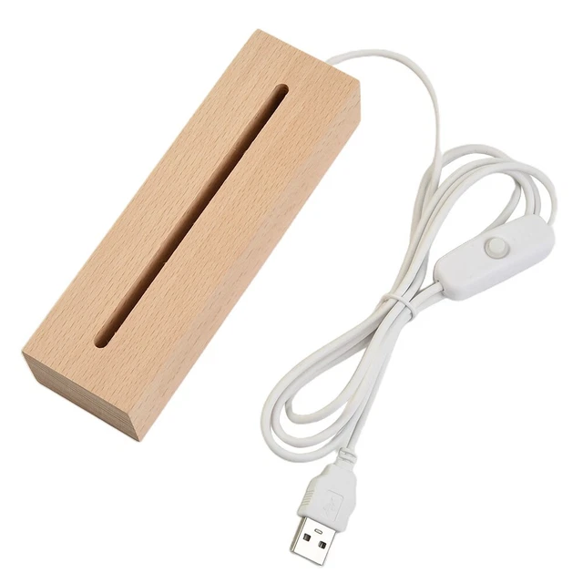 WOODEN LAMP HOLDER LED`Light Display Stand Rectangle Base Resin Epoxy ...
