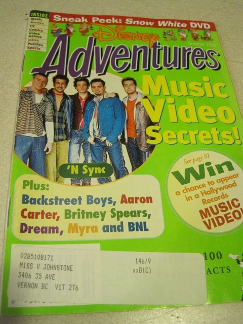 MUSIC VIDEO SECRETS! Disney Adventures Magazine Oct. 2001 £11.94 ...
