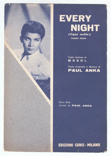 Spartito Paul Anka Every Night Ogni Notte Mogol 1962 Curci Sheet Music Eur 690 Picclick It
