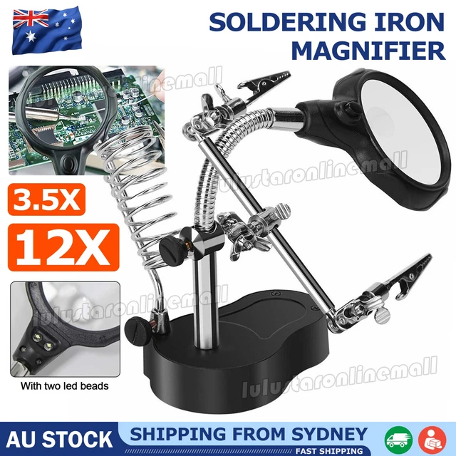 SOLDER 3RD HAND Soldering Iron Stand Holder Station Magnifier Helping ...