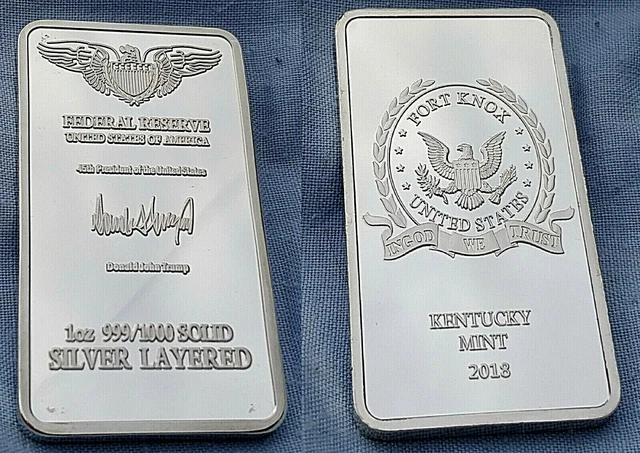 FORT KNOX SILVER Bar US President Donald Trump Signature US Mint ...