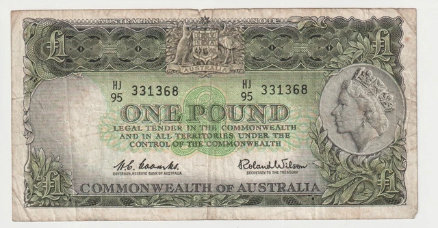 1961 AUSTRALIA 1 Pound Banknote - Coombs / Wilson - R34 - Good ...