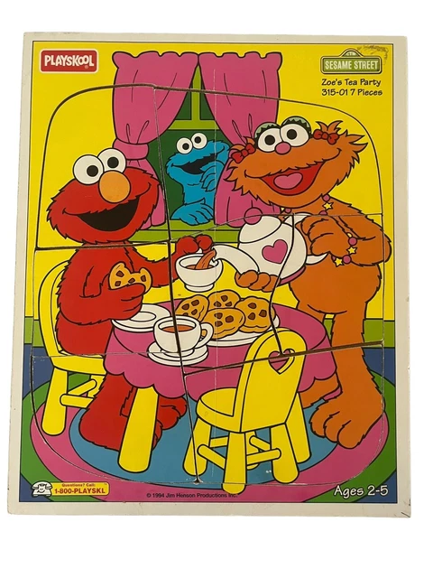 VINTAGE “ZOE'S TEA Party" 1994 Sesame Street Wooden Puzzle £11.32 ...