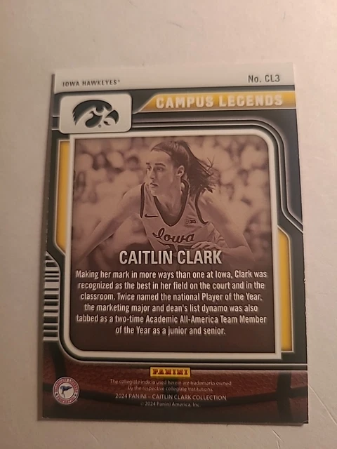 2024 PANINI CAITLIN Clark Collection Contenders Campus Legends #CL3 ...