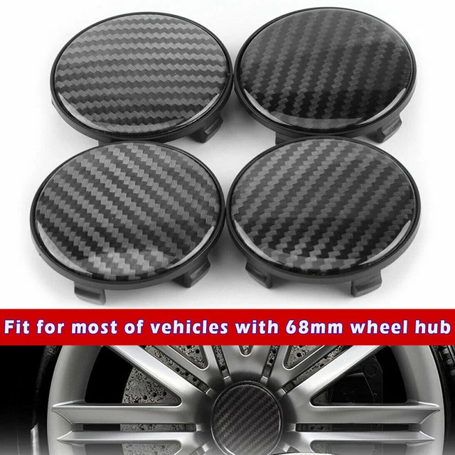 4PCS 68MM BLACK Carbon Fiber Texture Car Wheel Center Hub Caps ABS ...