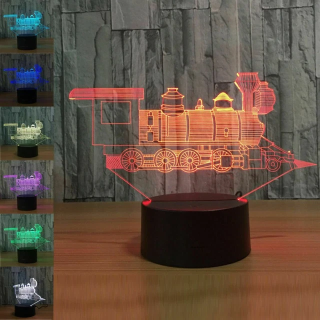 TRAIN MODEL LED 7 Color 3D illusion LED Figure Night Lights Desk Table ...