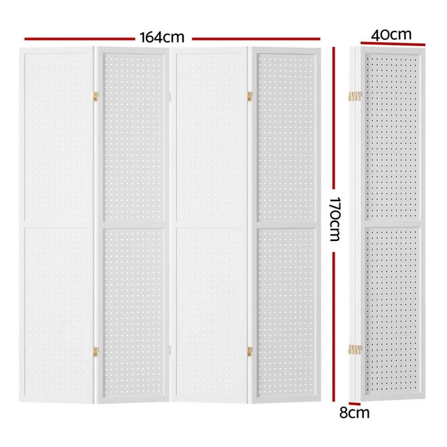 NNEDSZ 4 PANEL Room Divider Screen 164x170cm Pegboard White $304.99 ...