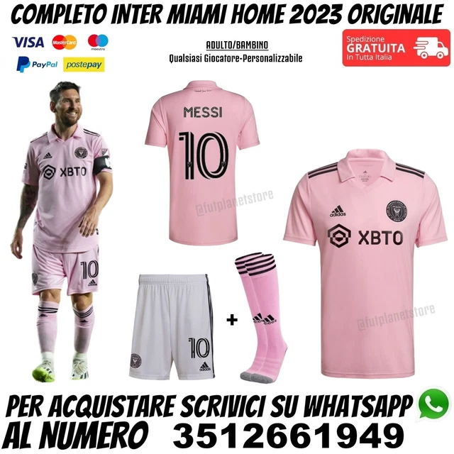 MAGLIA INTER MIAMI Messi 2023 2024 Home Completo Rosa Adulto Bambino ...
