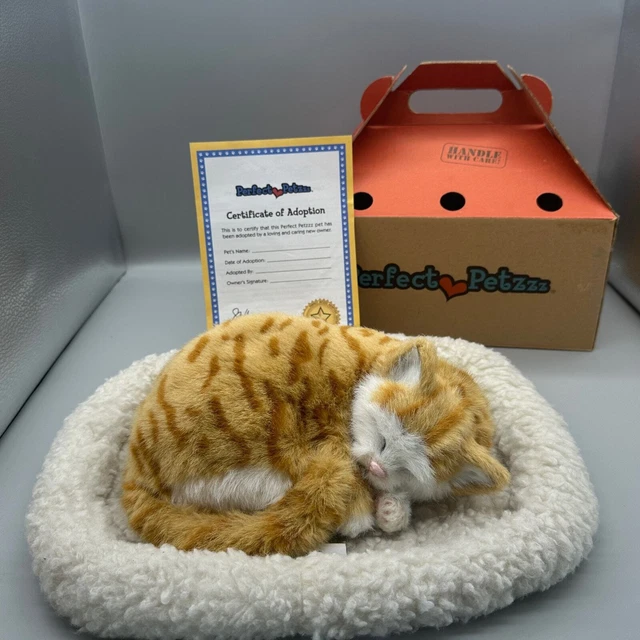 PERFECT PETZZZ REALISTIC Tabby Orange Cat Breathing Sleeping Pet Works with Box £28.54 - PicClick UK