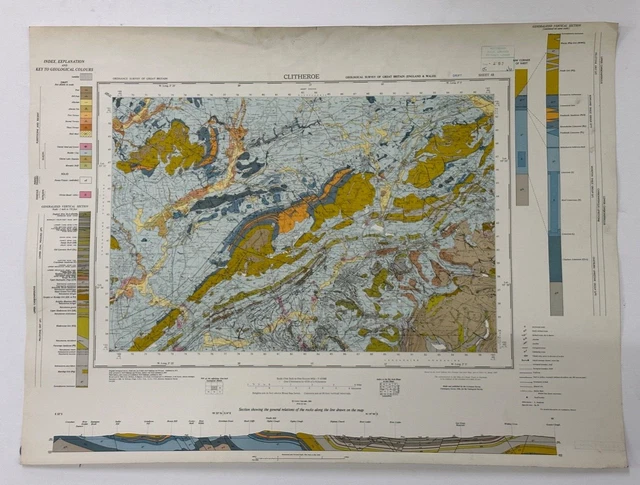 ORDNANCE SURVEY GEOLOGICAL, Drift, Sheet Map, of Clitheroe Area, 1960 £ ...