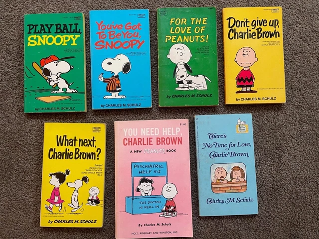 LOT OF 7 PEANUTS books by Charles M. Schulz PB Charlie Brown Snoopy vtg cartoons $29.78 ...