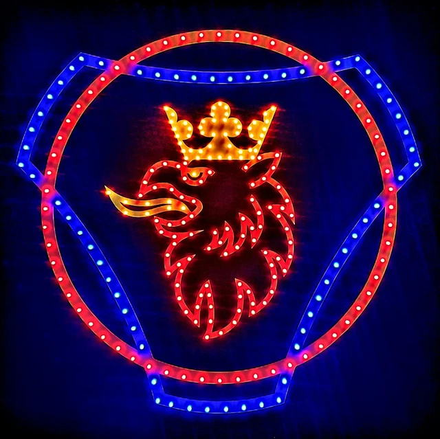 SCANIA TRUCK / LORRY LED LOGO LIGHT BOARD CABIN LED SIGN 50x50cm + FREE ...