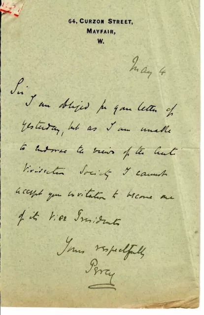 &4TH DUKE OF Northumberland" Algernon Percy Hand Written Letter $399.99 ...