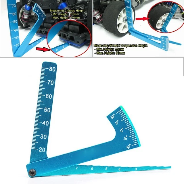 EASY ADJUSTMENT CAMBER Gauge Ruler for 1/8 1/10 RC Car Truck Tools Blue ...