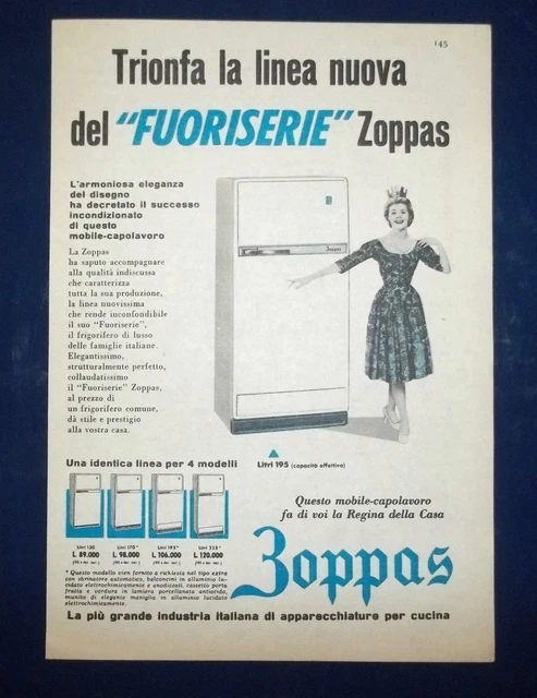 A092-ADVERTISING PUBBLICITÀ-1959-ZOPPAS FUORISERIE - FRIGORIFERI EUR 4 ...