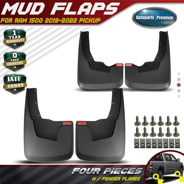 SET OF 4 Splash Guards Mud Flaps for Ram 1500 2019-2024 Pickup w ...