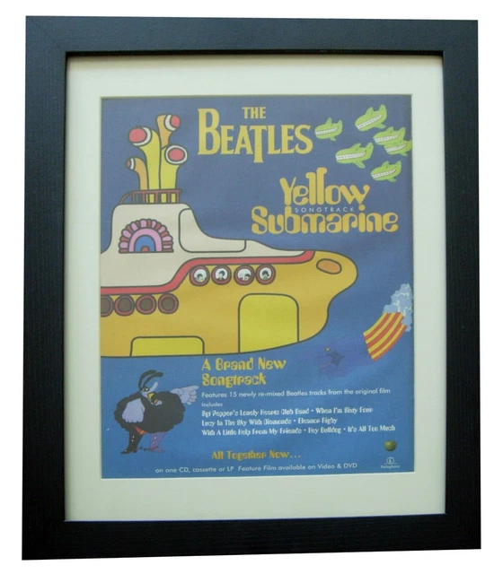BEATLES+YELLOW SUBMARINE+POSTER+AD+RARE ORIGINAL 1999+FRAMED+EXPRESS ...
