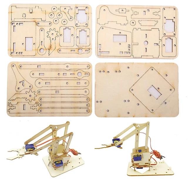 ROBOTIC ARM PLANK 4 DOF Robot Robotic Arm Wooden Splicing Rudder DIY ...