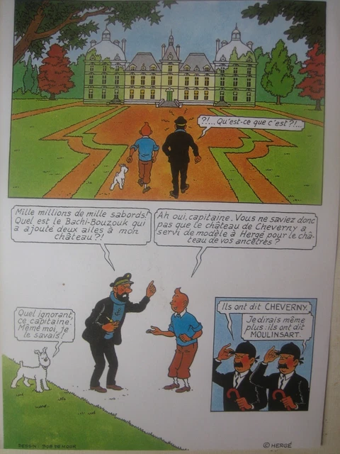 EX-LIBRIS TINTIN CHÂTEAU de Cheverny Moulinsart / Dessin de Bob de Moor ...