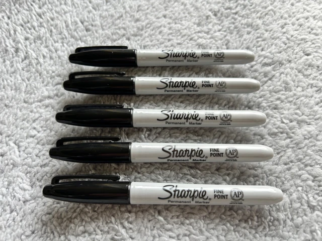 SHARPIE PENS PERMANENT Markers Fine Point Tip - Black Cap 1 2 3 4 5 10 ...