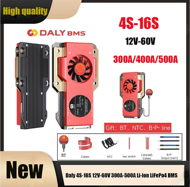DALY 4S-16S 12V 48V 60V 300A-500A Li-ion LiFePo4 BMS Board Bluetooth ...