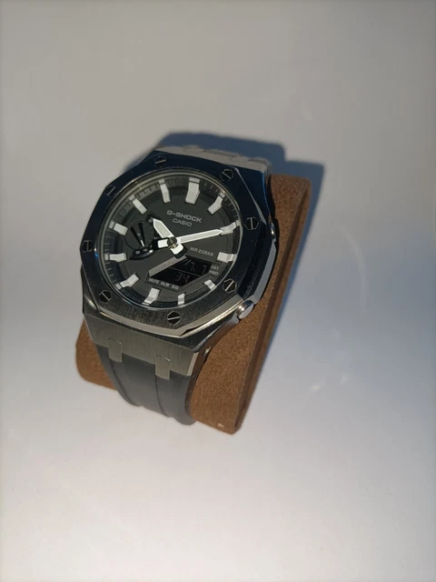 CASIOAK CUSTOM CASIO G-Shock GA-2100-1AER Black Case Black Rubber Strap ...