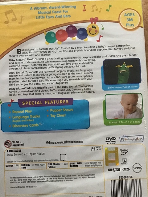 BABY EINSTEIN: BABY Mozart - Musical Festival DVD FREE SHIPPING Please ...