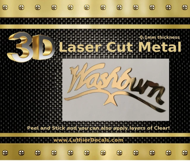 WASHBURN GUITAR HEADSTOCK Decal Restoration 3D logo Laser Cut Metal ...