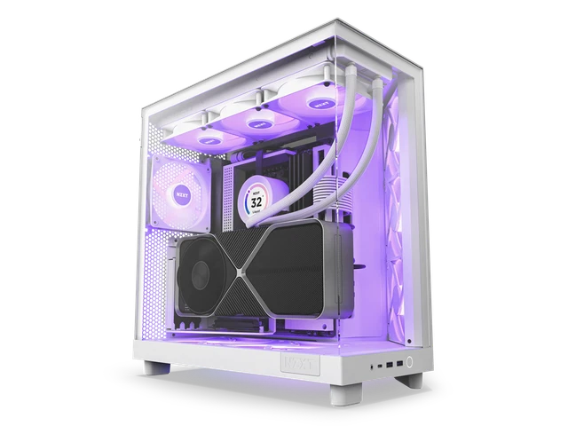 NZXT H6 FLOW RGB Compact Dual-Chamber Mid-Tower Airflow Case, White, CC ...
