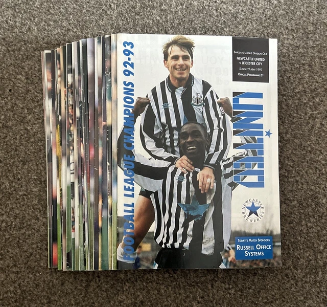 COMPLETE NEWCASTLE UNITED 1992/93 Home League & Cup Programme Bundle ...
